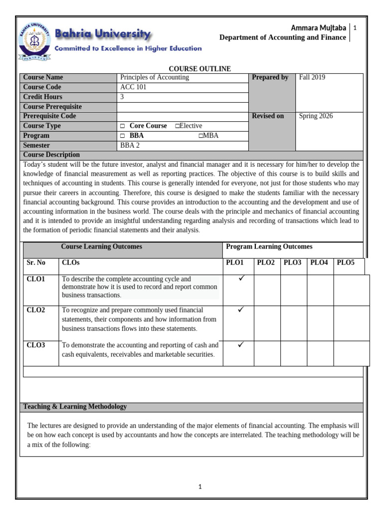 Course-Otline-POA-03022025-014720pm | PDF | Debits And Credits | Business