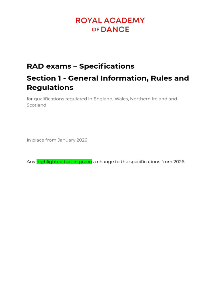 RAD Specifications Section 1 General Information Rules and Regulations ...