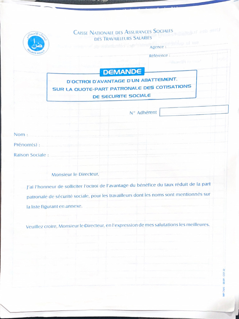 Demande D'octroi D'avantage D'un Abattement | PDF