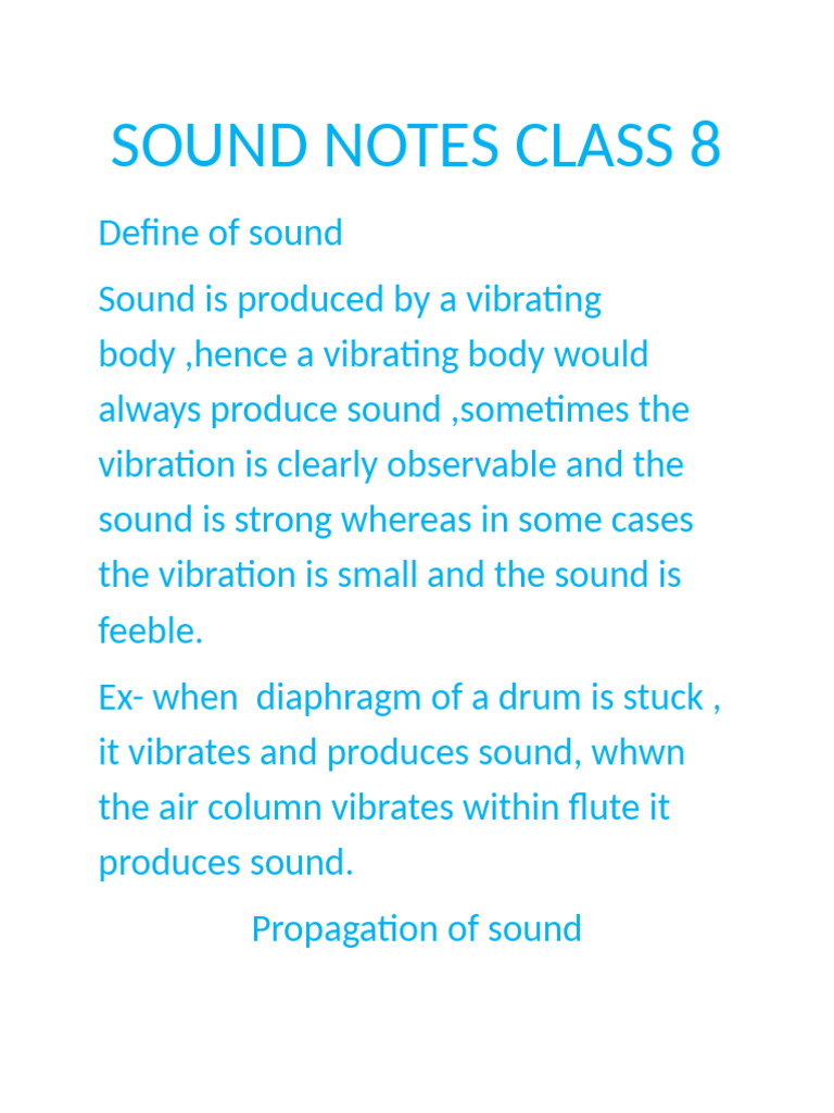 Sound Notes Class 8 | PDF