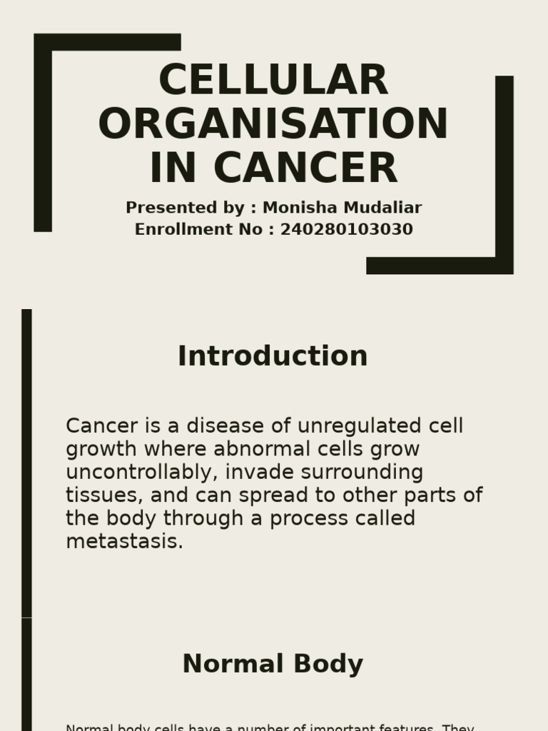 Celluar Organization in Cancer | PDF | Cancer | Neoplasms