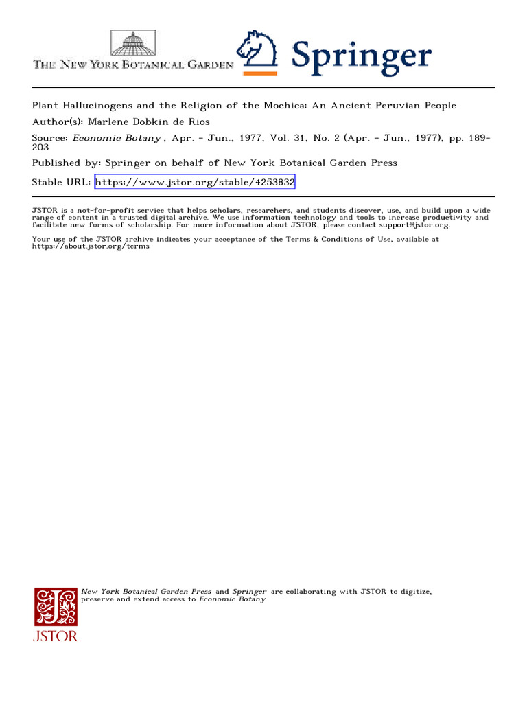 Dobkin de Rios 1977 - Plant Hallucinogens and The Religion of The ...