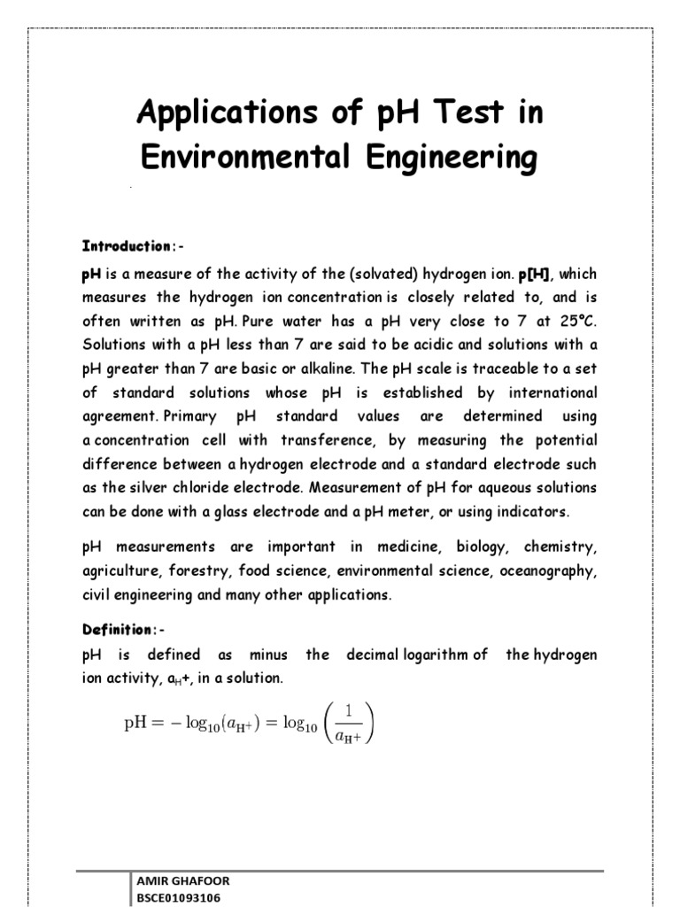 Applications of PH Test in Environmental Engineering | PDF | Ph ...