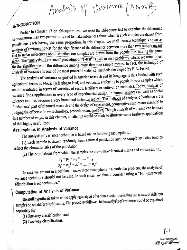 Analysis of Variance | PDF