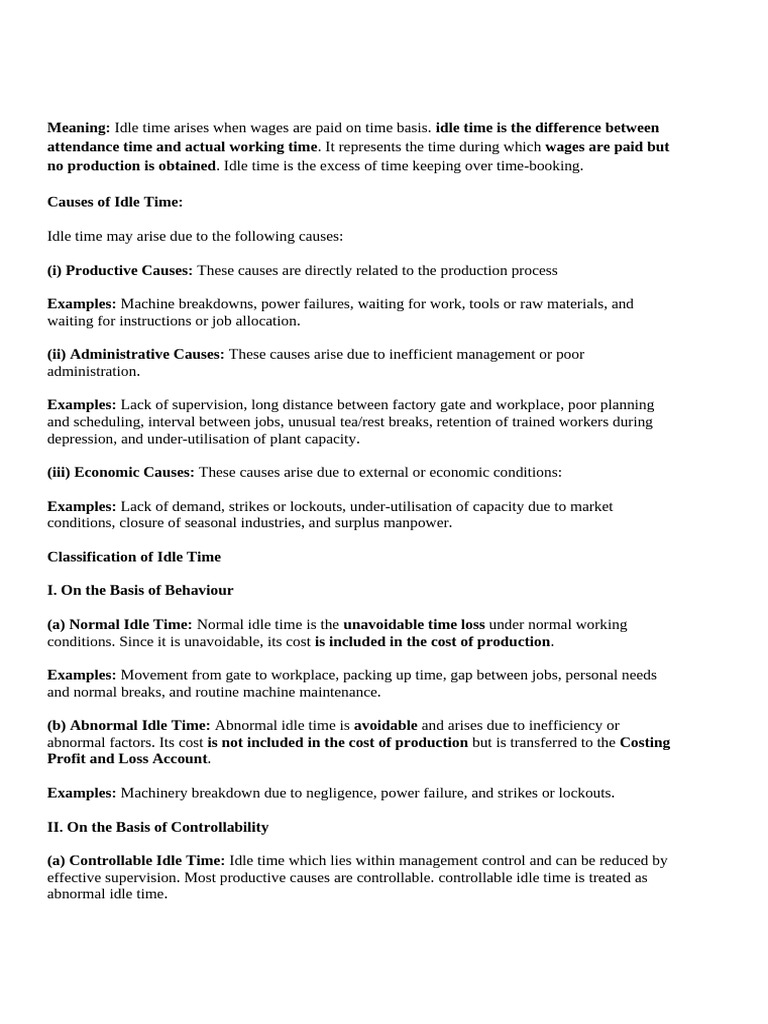 idle time | PDF | Cost | Strike Action