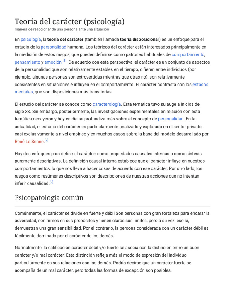 Teoría Del Carácter (Psicología) - Wikipedia, La Enciclopedia Libre ...