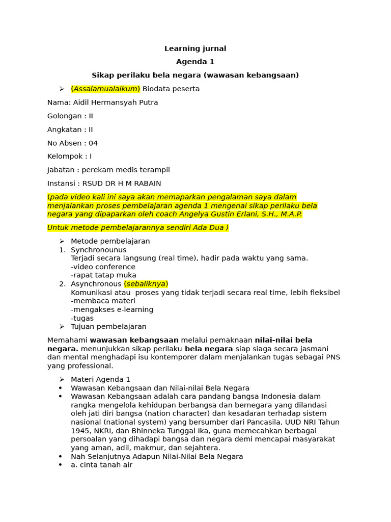 Learning Jurnal Aidil | PDF
