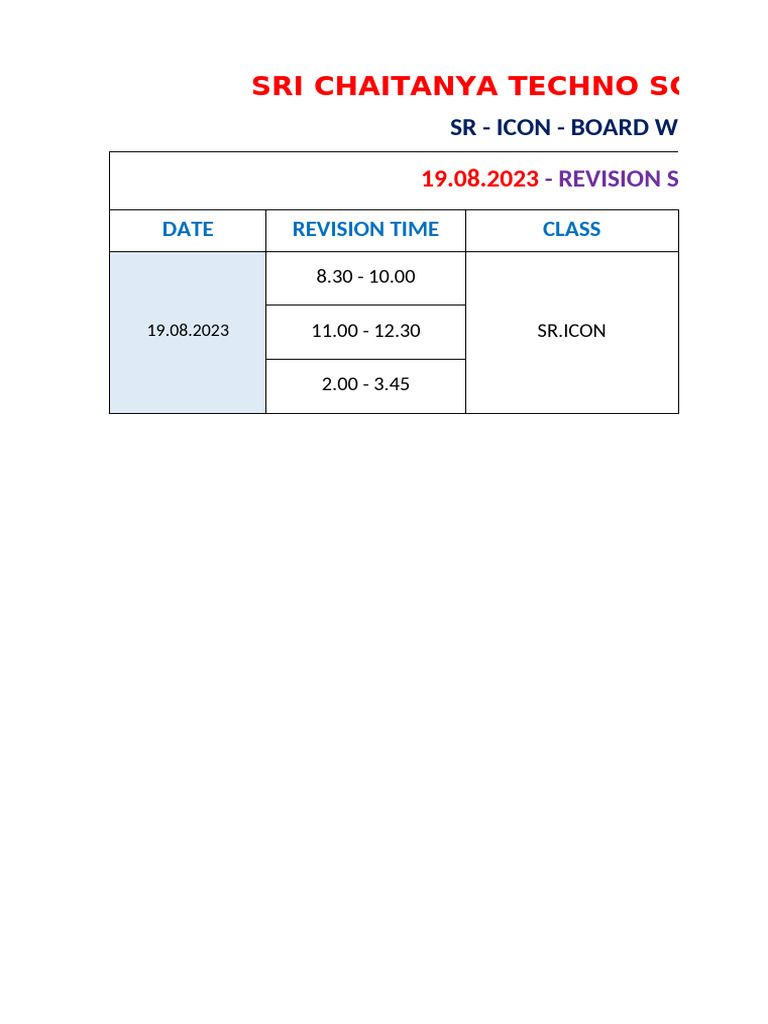 Sr Icon Board Wet 8 Schedule | PDF