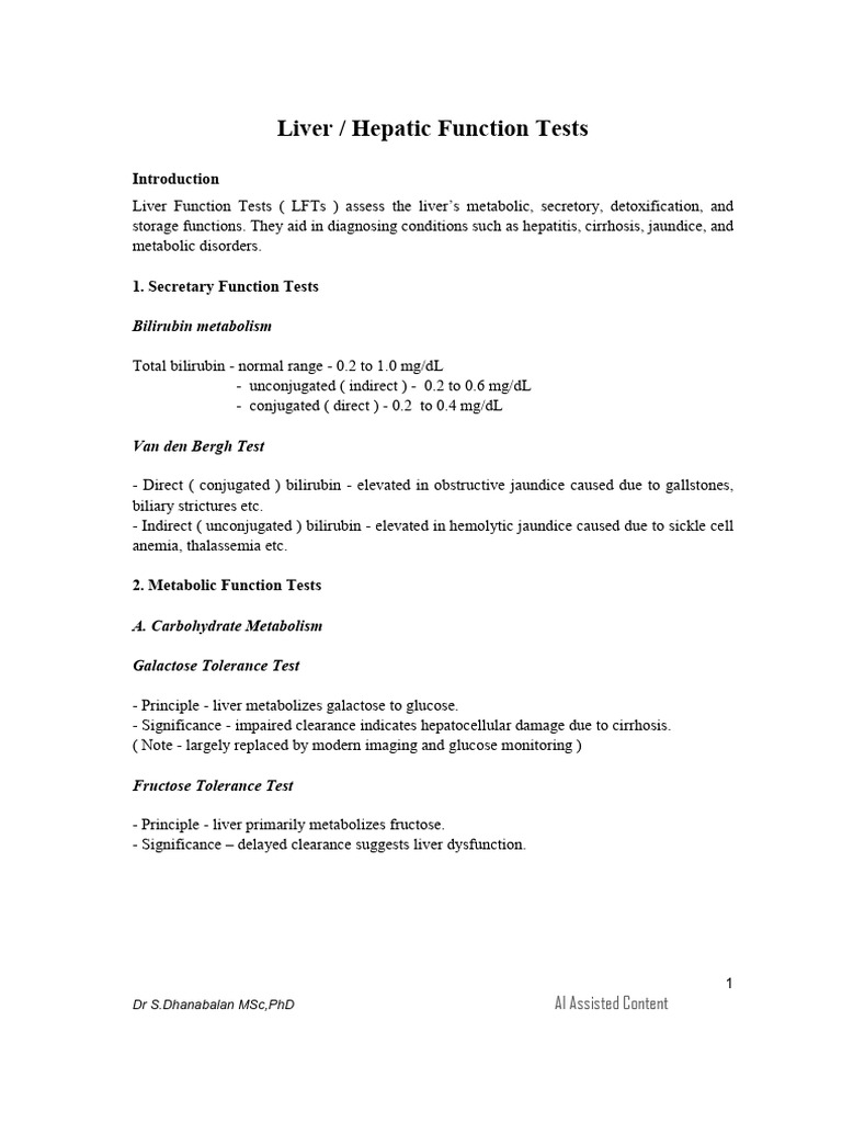 Liver Function Tests - AI | PDF | Cirrhosis | Liver