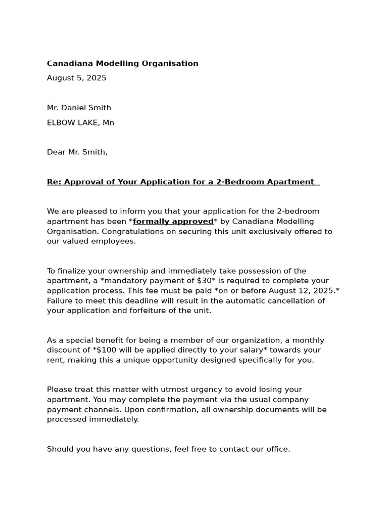 Apartment Application Approval | PDF