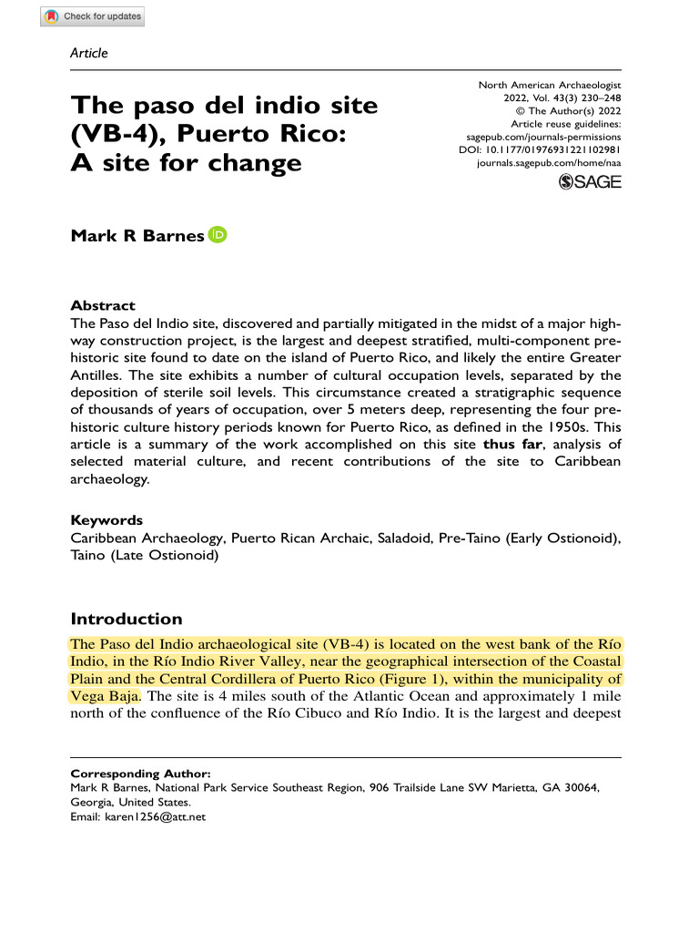 Barnes 2022 - The Paso Del Indio Site | PDF | Artifact (Archaeology ...