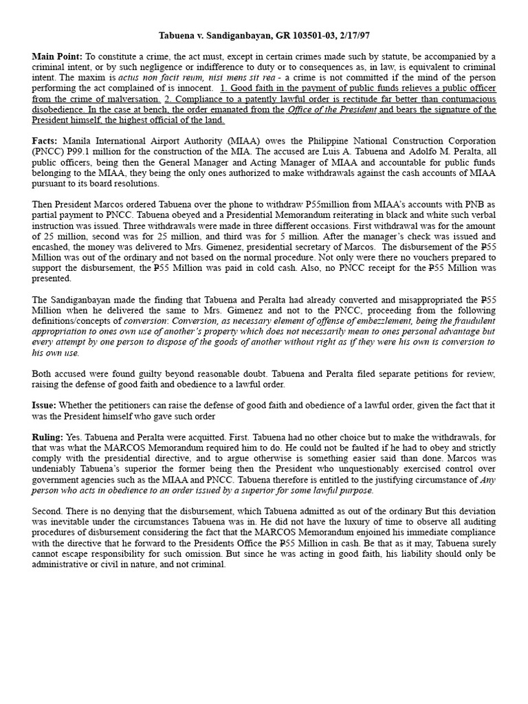 Tabuena v. Sandiganbayan, GR 103501-03, 2:17:97 | PDF | Public Law ...