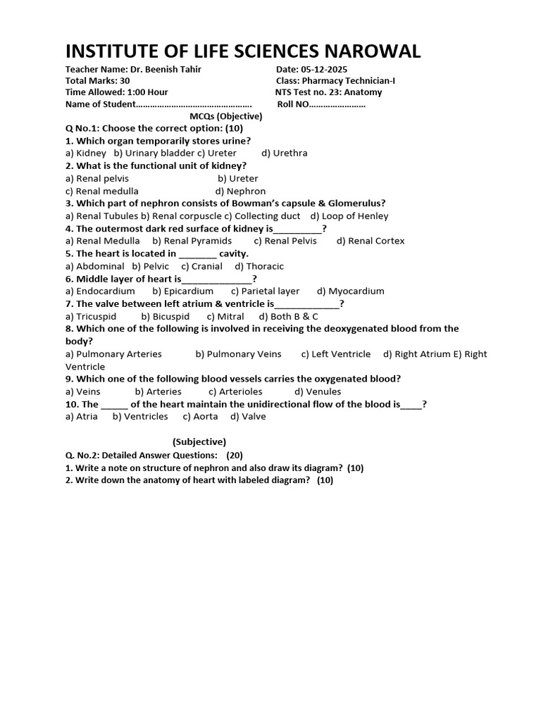 NTS Paper No. 23 Anatomy | PDF