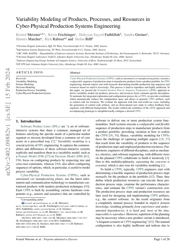 Variability Modeling of Products, Processes, And Resources in Cyber ...