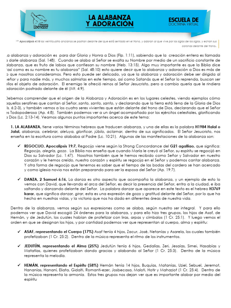LA ALABANZA Y ADORACIÓN EDV | PDF | Pecado | Cristo (título)