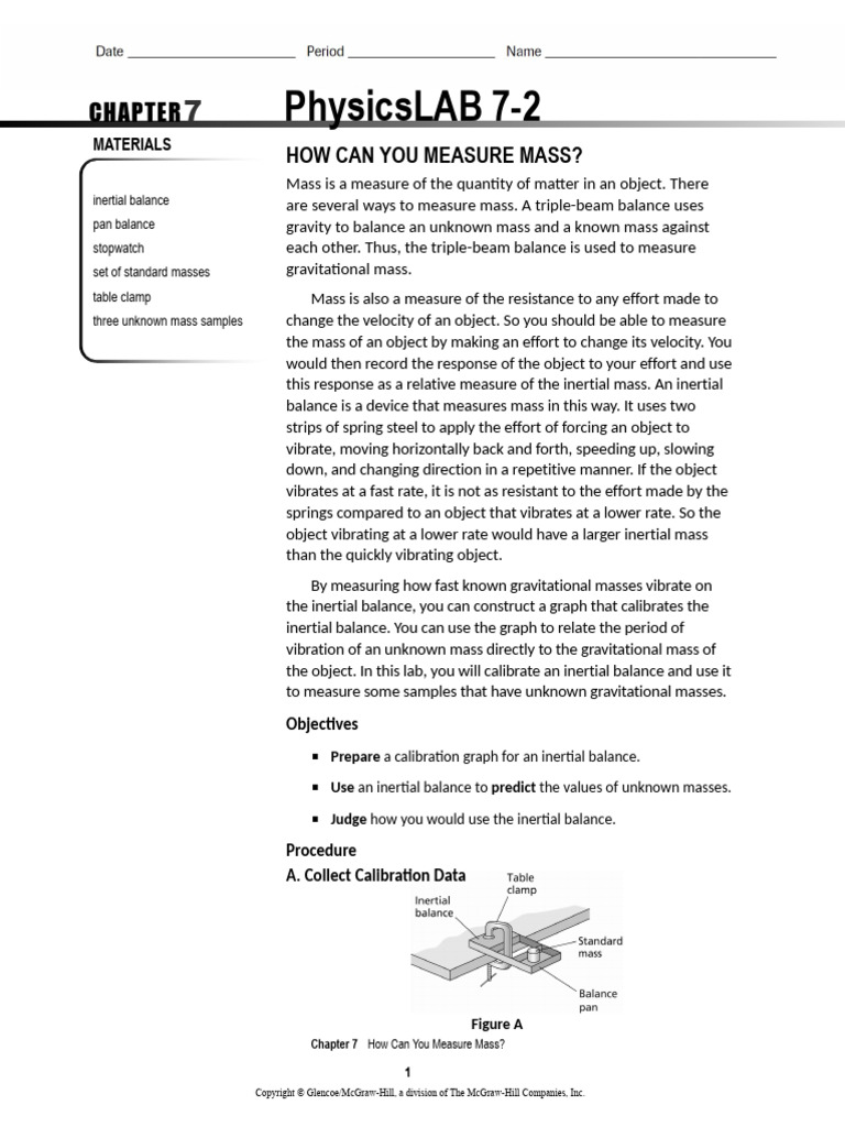 Lab Measuring Mass With Pendulum | PDF | Mass | Weighing Scale