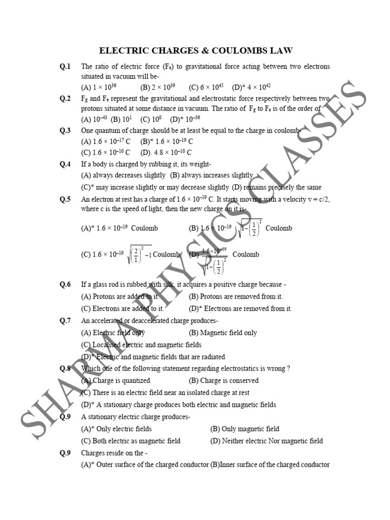 Electric Charges & Coulombs Law | PDF | Electric Field | Electron