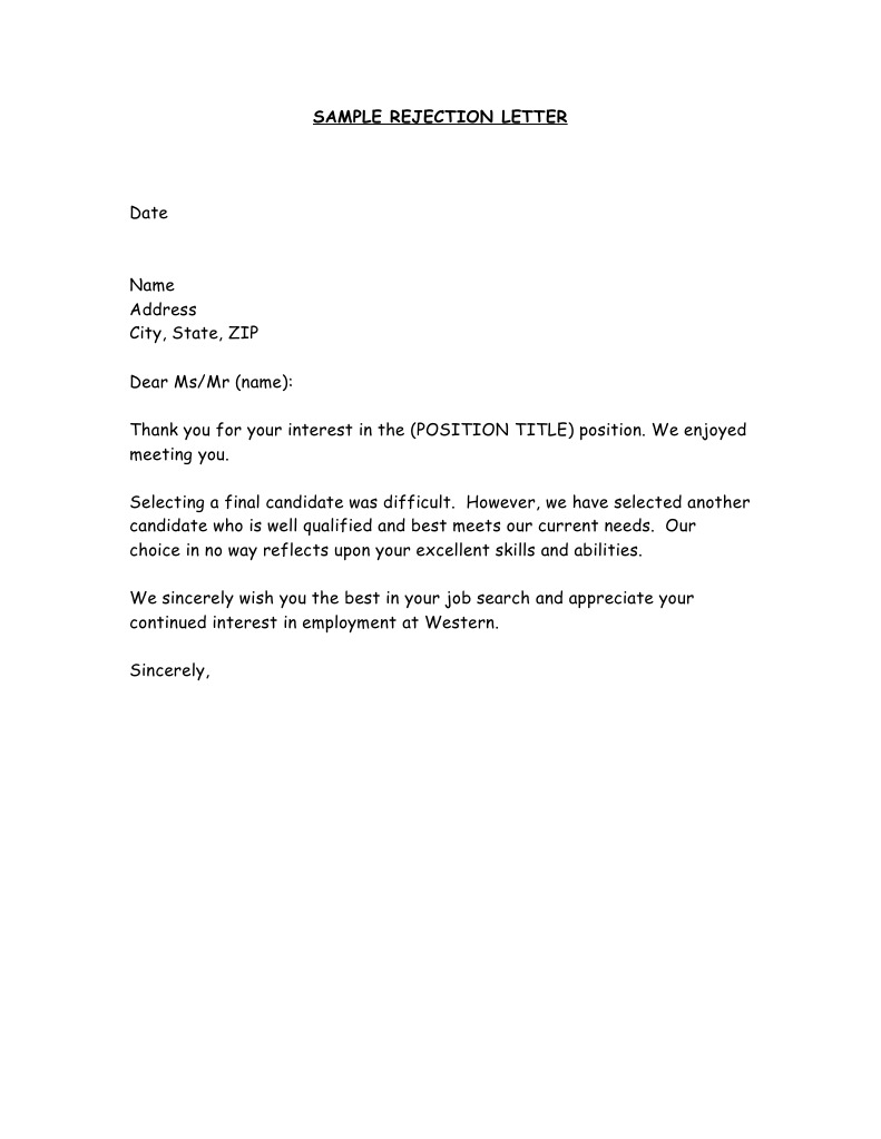 Sample Rejection Letter | PDF