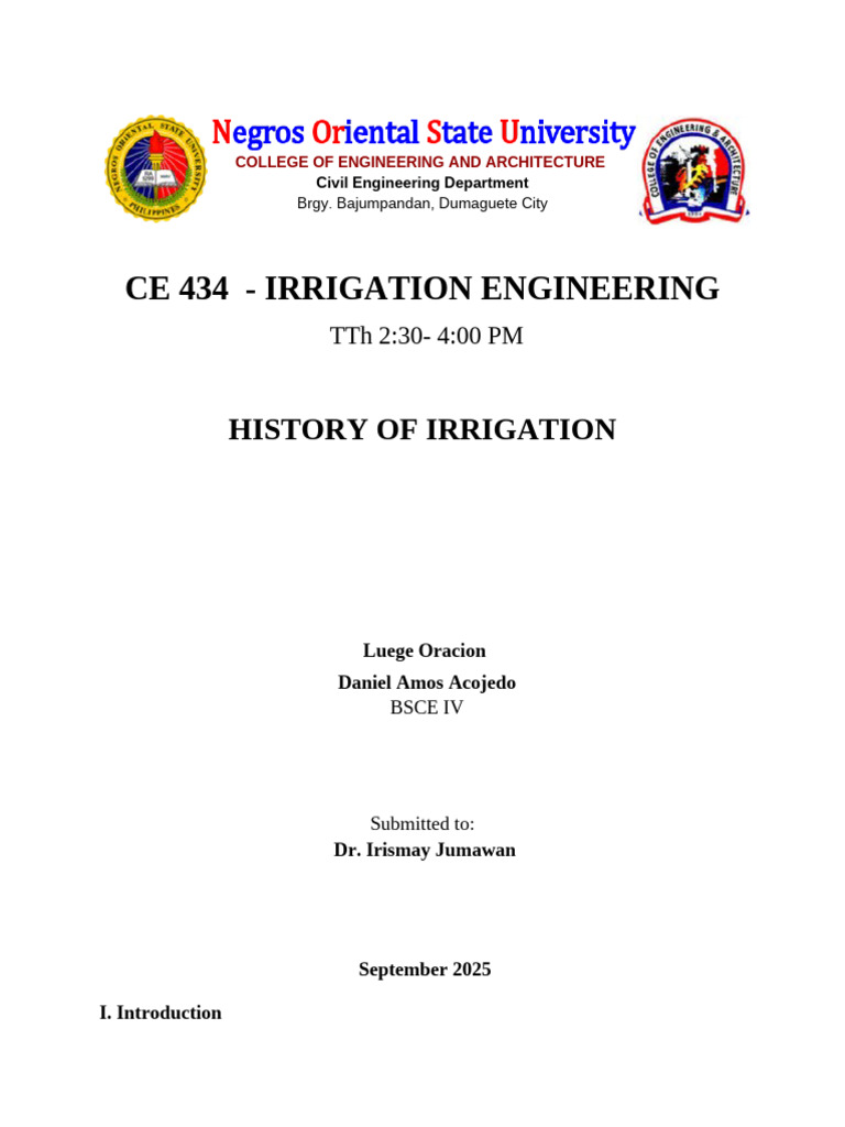 Chapter 1 History of Irrigation Docs | PDF | Irrigation | Levee
