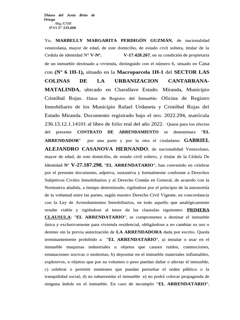 Contrato Alquiler Apartamento de Marbellys | PDF | Daños y perjuicios ...