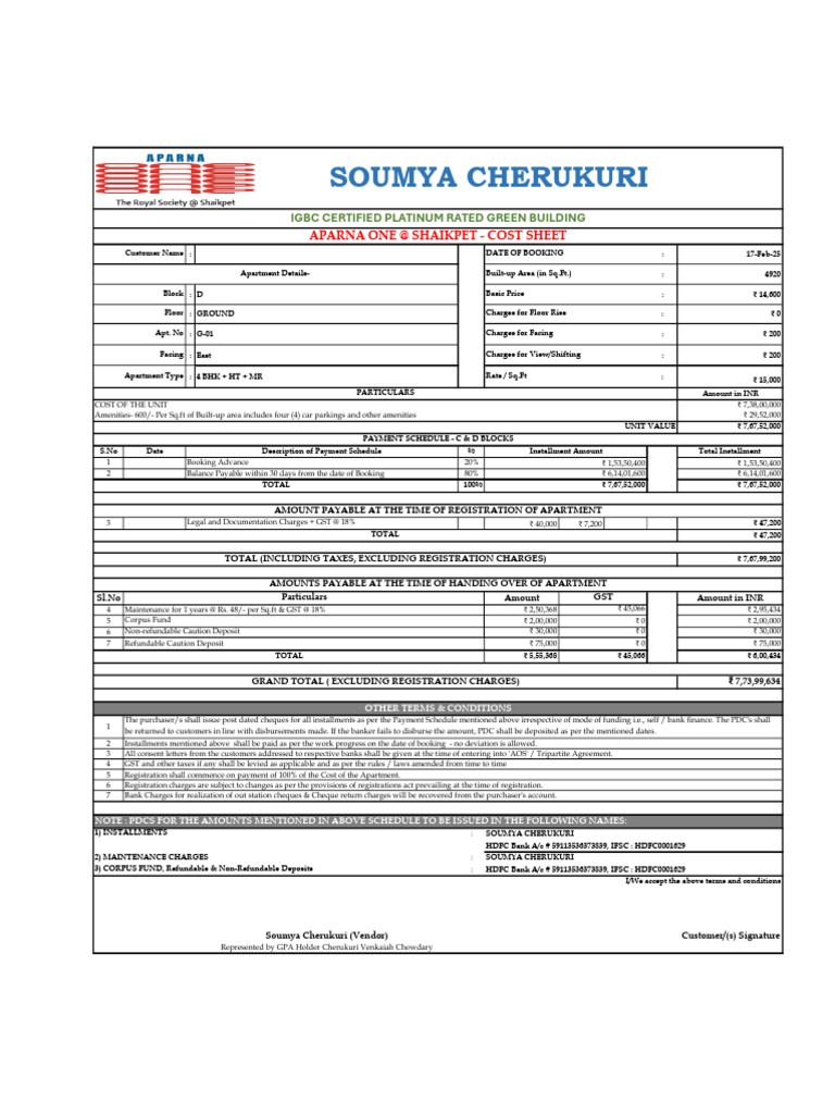 Aparna One Price Quotation | PDF | Value Added Tax | Cheque