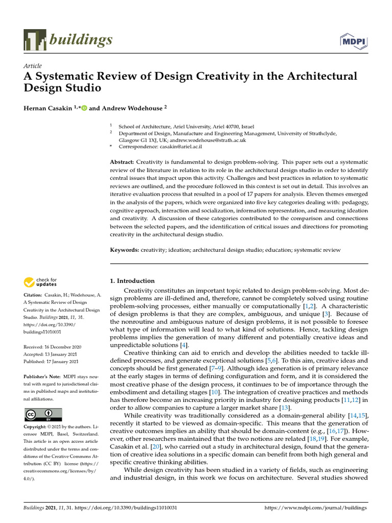 A Systematic Review of Design Creativity in the Architectural Design ...