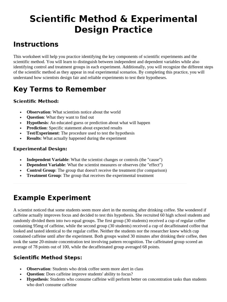 Scientific Method Practice-3 | PDF | Experiment | Caffeine