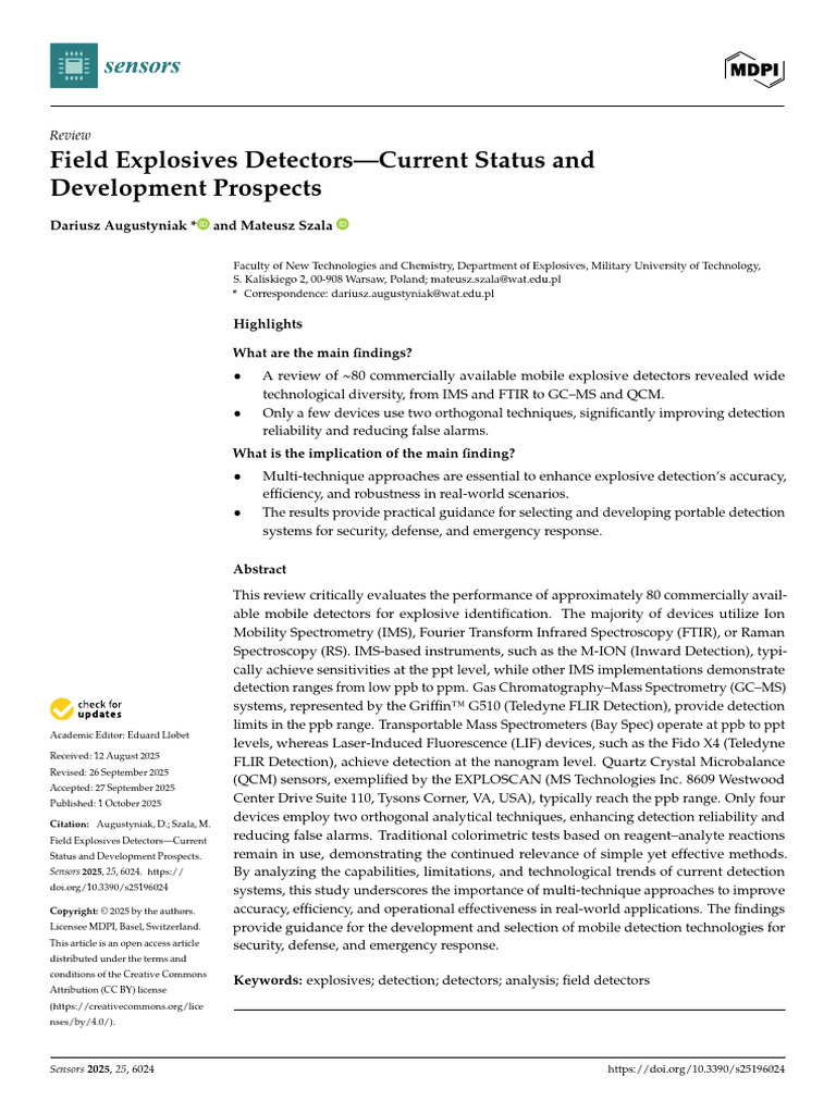 Augustyniak D 2025 - Field Explosives Detectors-current Status and ...