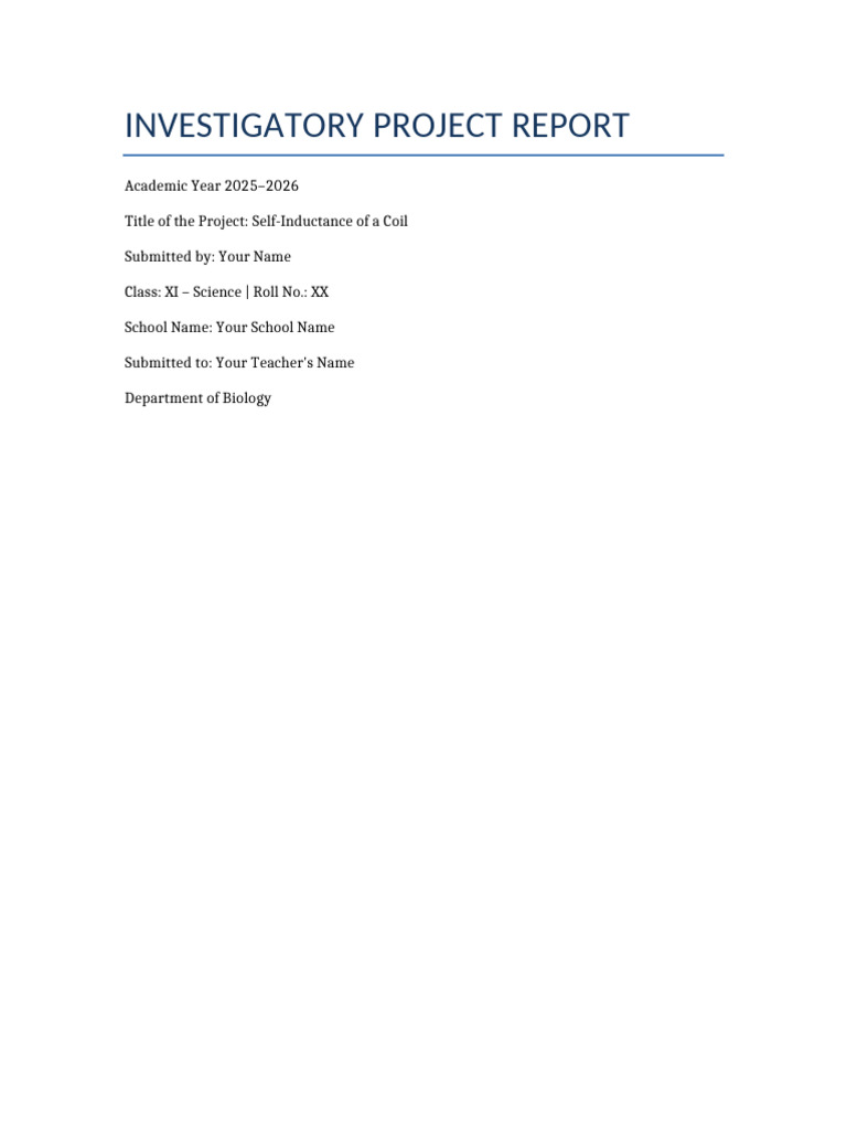 Self_Inductance_Project_Report | PDF | Inductor | Inductance