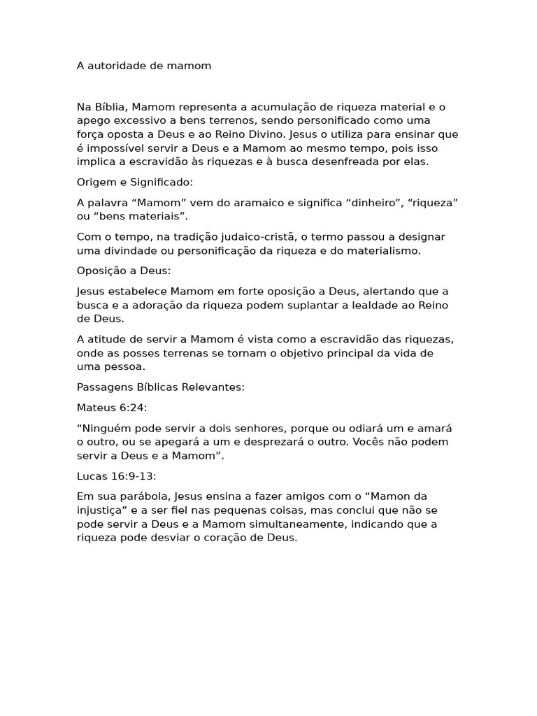 Autoridade de Mamom | PDF