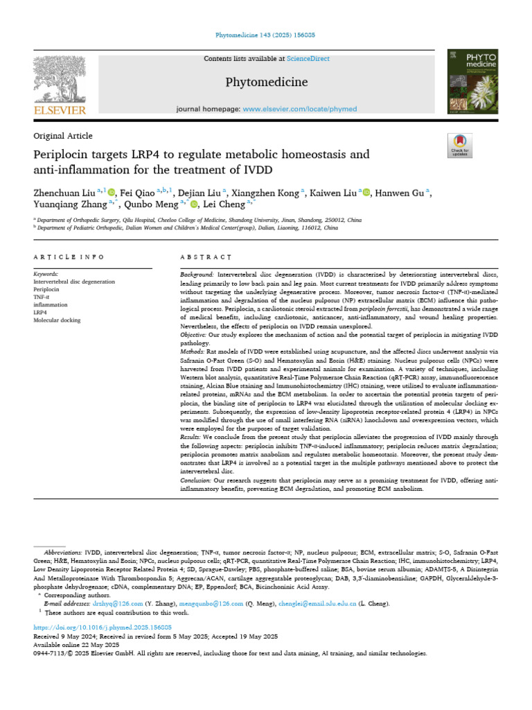 2.Periplocin Targets LRP4 to Regulate Metabolic Homeostasis and Anti ...