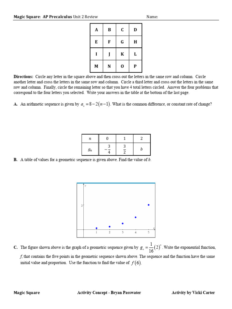 Magic Square AP PC Unit 2 Review | PDF | Function (Mathematics ...