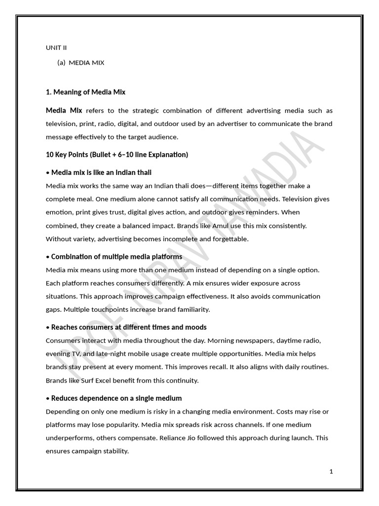 Media Planning Unit II Onwards | PDF | Brand | Advertising