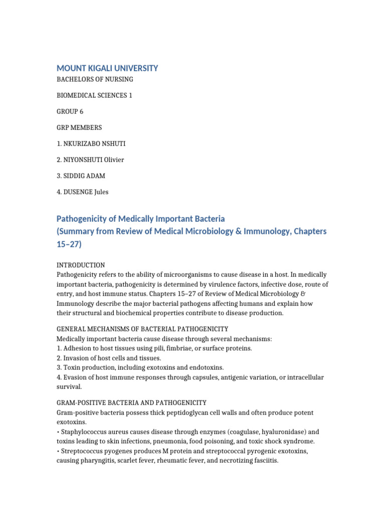 Pathogenicity of Medically Important Bacteria | PDF | Bacteria ...