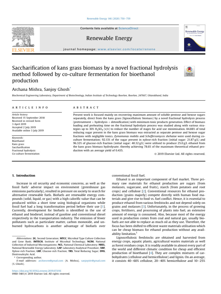 Saccharification of Kans Grass Biomass by A Novel Fractional Hydrolysis ...
