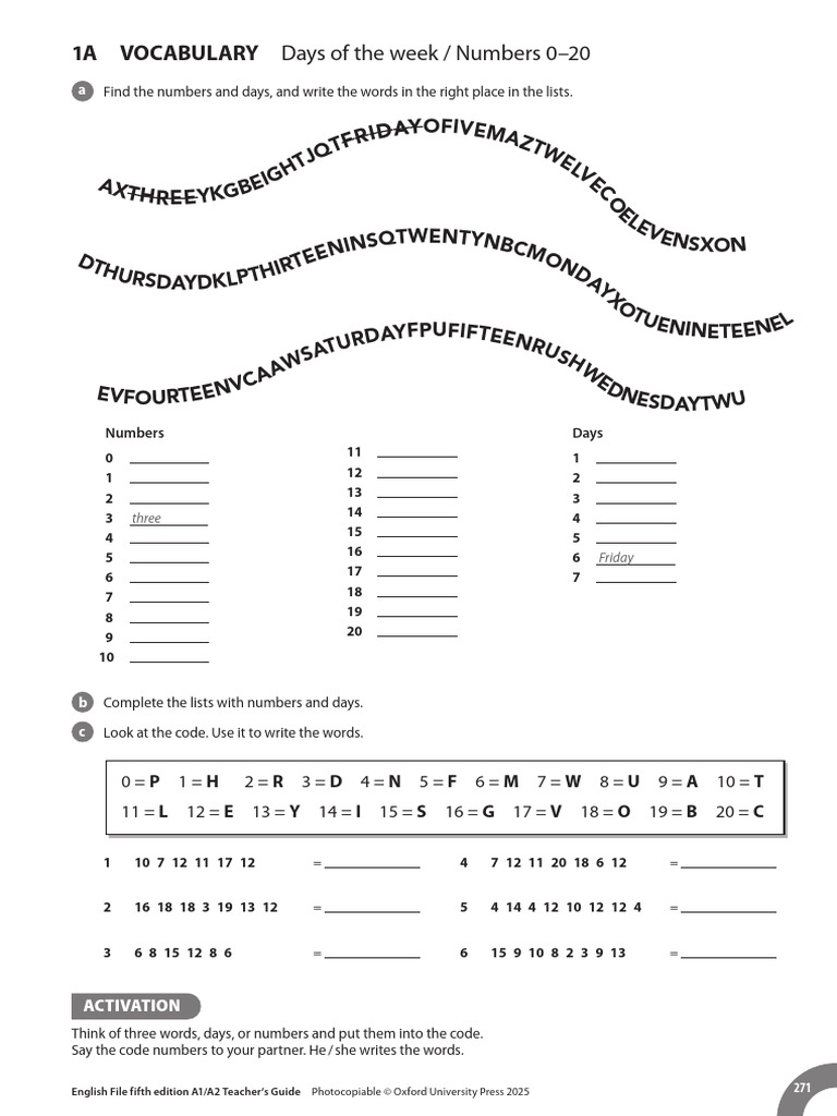 Ef5e A1 A2 Vocabulary PCM Activities | PDF | English Language | Crossword