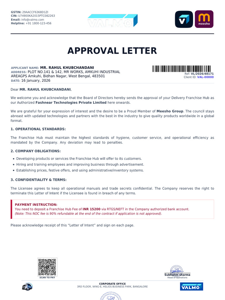 Approval VL 2026 48171 | PDF