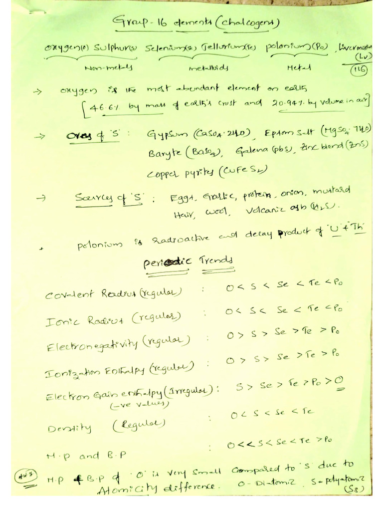 Group - 16 Elements | PDF