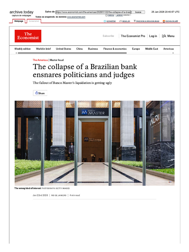 The Collapse of a Brazilian Bank Ensnares Politicians and Judges | PDF
