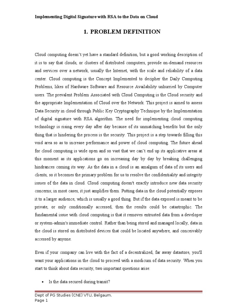 RSA Digital Signatures for Cloud Security | PDF | Public Key ...