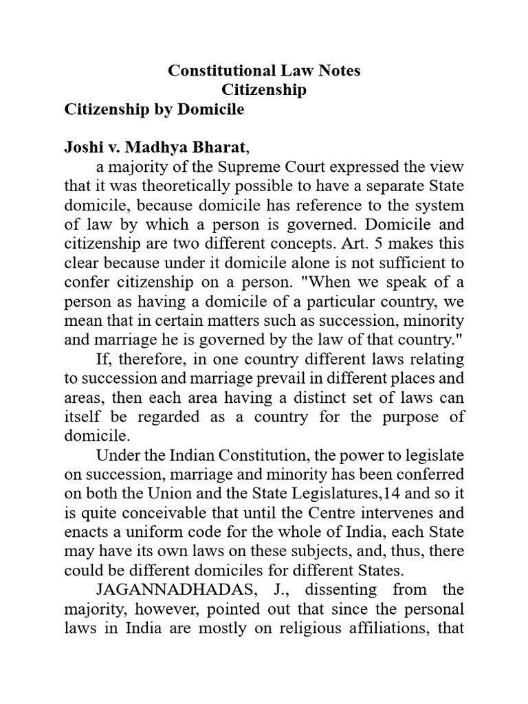 Constitutional Law Notes - Citizenship | PDF | Citizenship | Naturalization