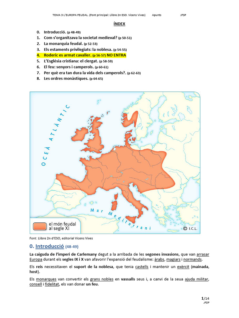 2 ESO - val - Tema 2. L'Europa Feudal - Complet (1) | PDF