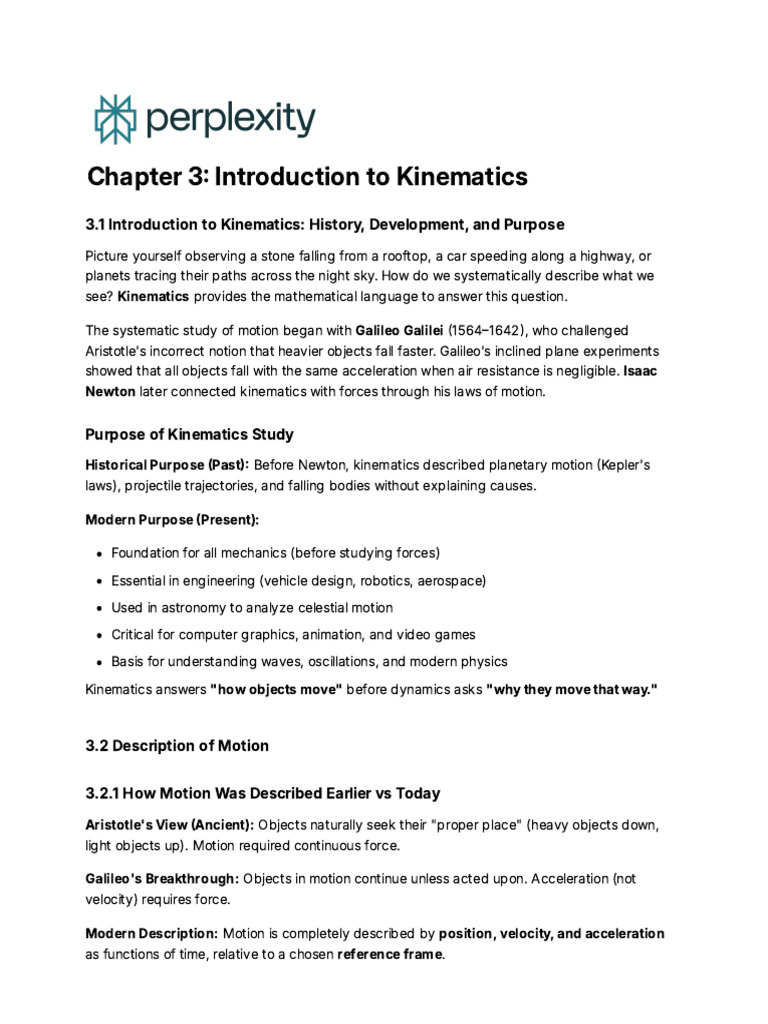 Chapter 3 - Introduction To Kinematics | PDF | Acceleration | Velocity