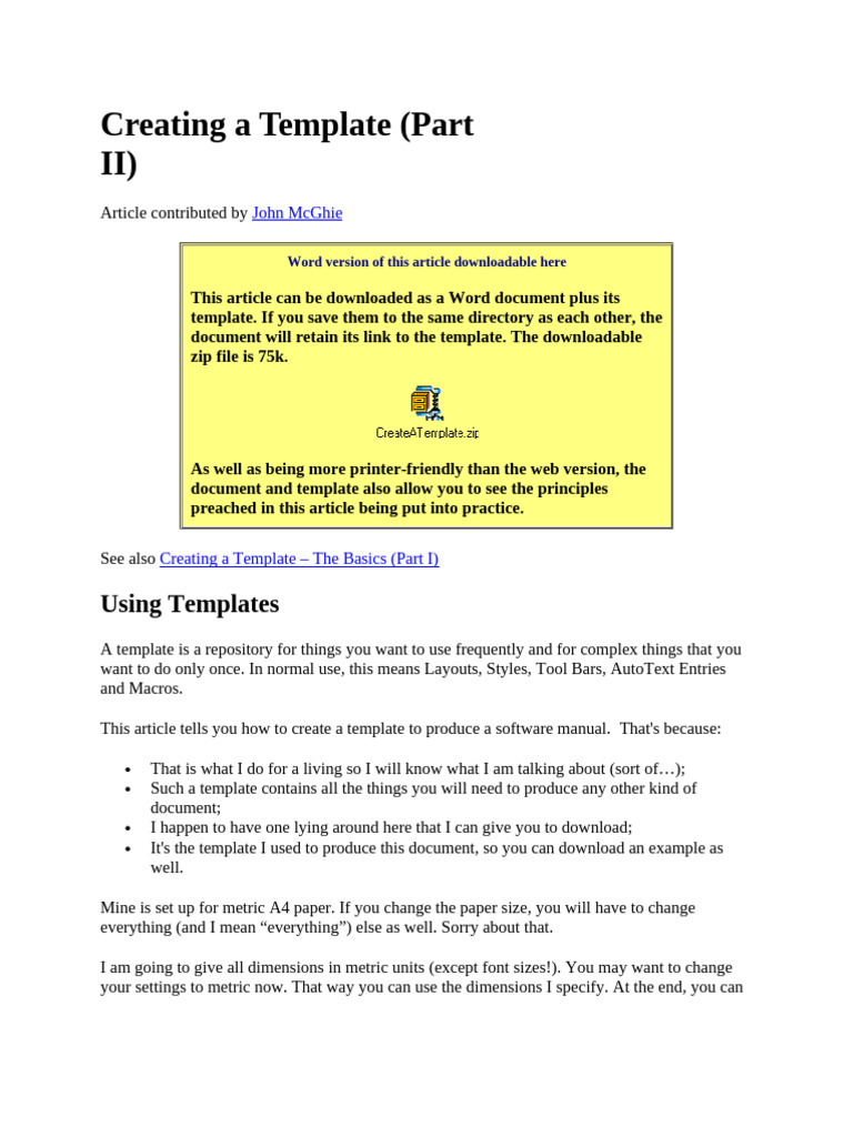 WORD - Creating A Template (Part II) | PDF | Microsoft Word | Computing