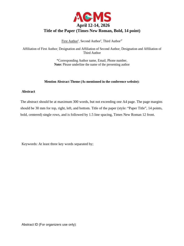 ACMS-2026 Abstract Template | PDF