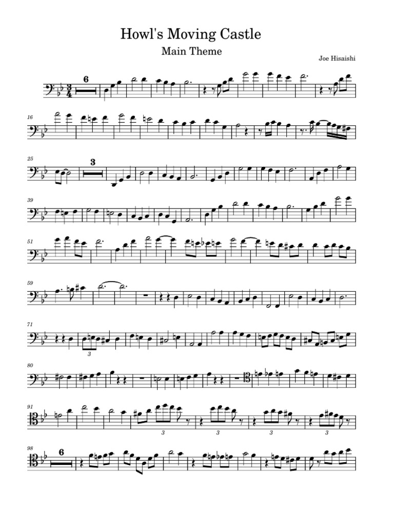 Howls Moving Castle Cello Solo | PDF