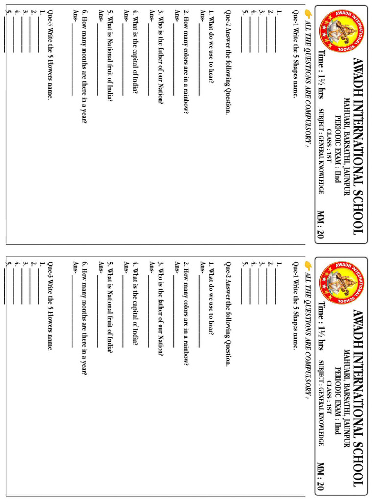 General Knowledge - Awadh International School | PDF