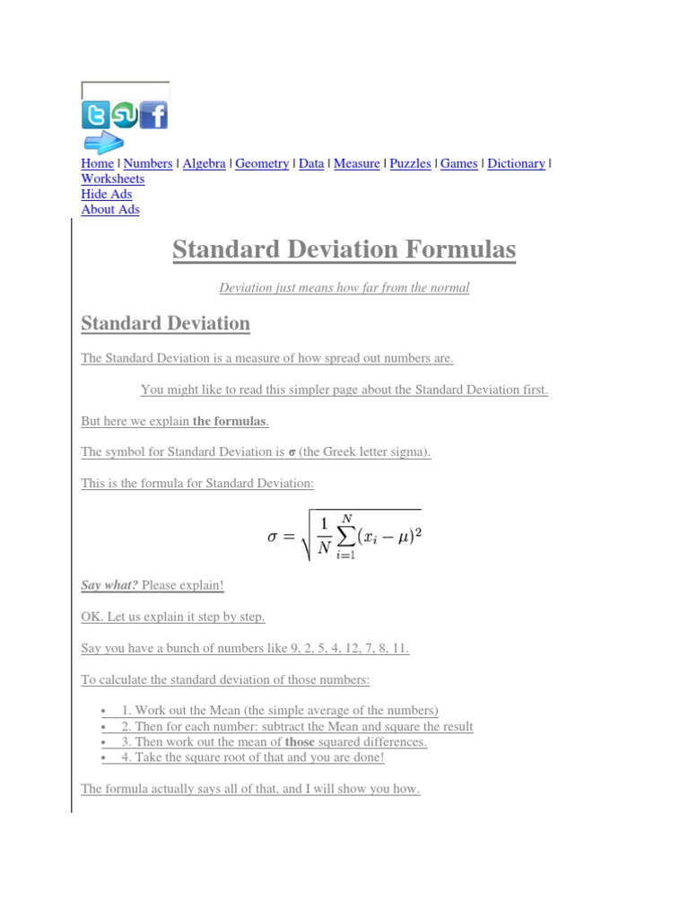 Standad Dev | PDF | Standard Deviation | Mean