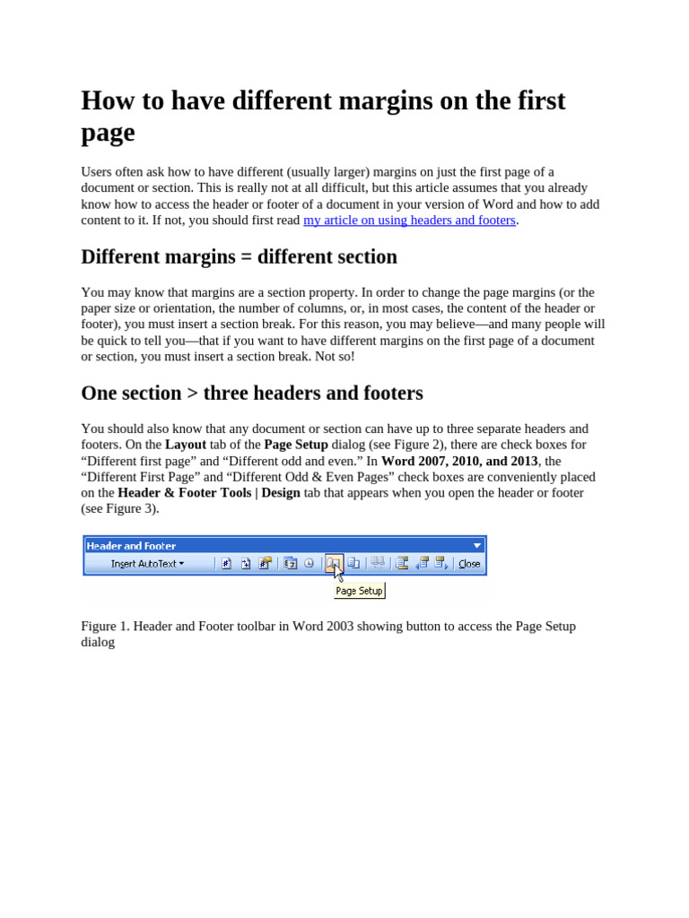 WORD_Different Margin on First Page | PDF | Page Layout