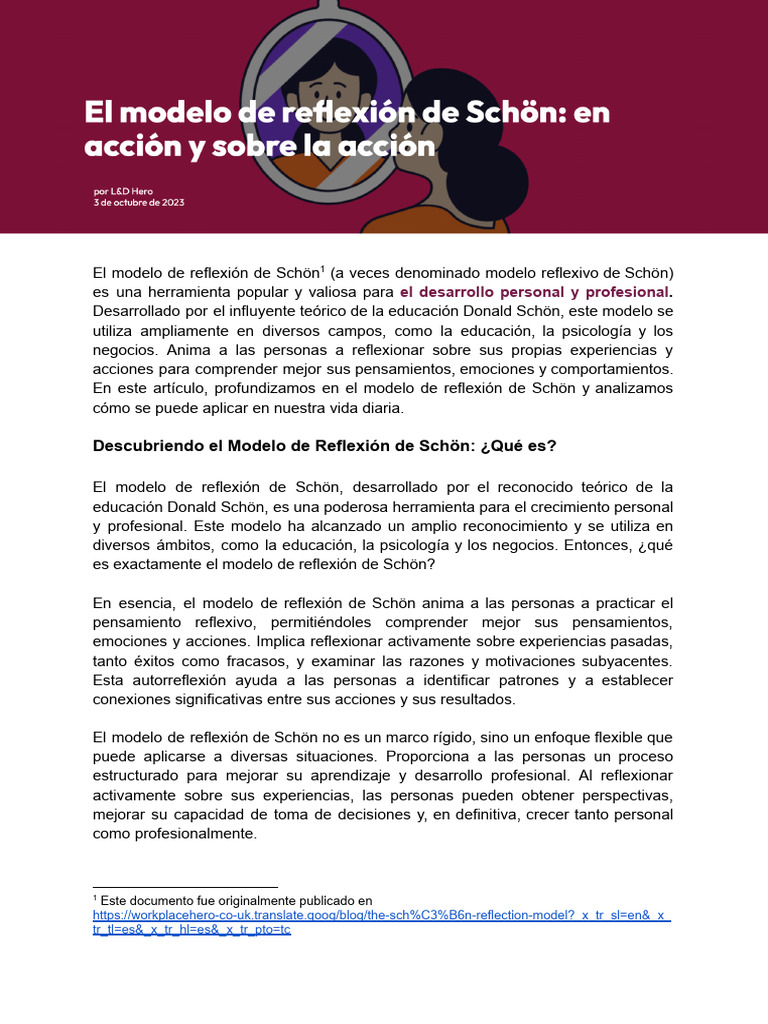 Material Complementario - El Modelo de Reflexión de Schon | PDF ...